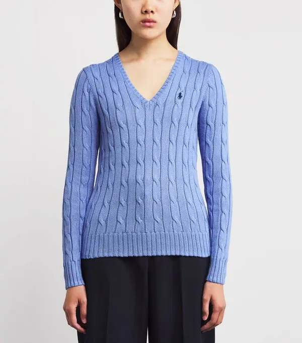 Polo Ralph Lauren Pima Cotton V-neck Julianna Sweater - Blue