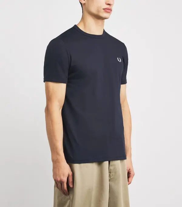 Fred Perry Cotton Ringer Logo T-shirt - Navy