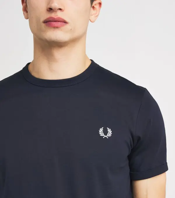 Fred Perry Cotton Ringer Logo T-shirt - Navy
