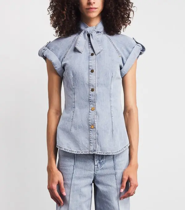 Zimmermann Denim Tie-neck Shirt - Blue