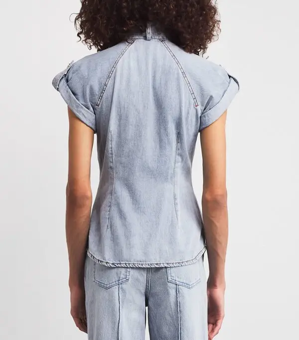 Zimmermann Denim Tie-neck Shirt - Blue