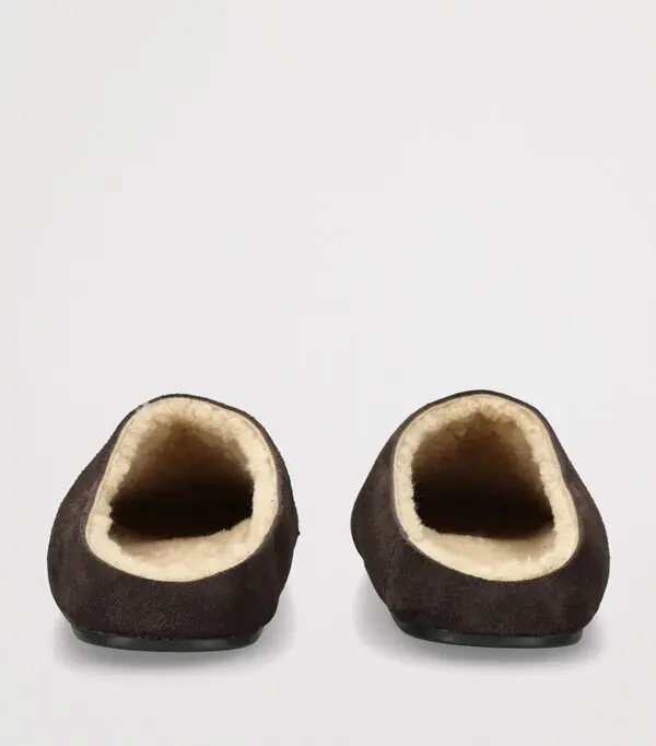 THE ROW Hudson Suede Shearling Slides