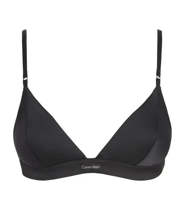 Calvin Klein Satin Signature Triangle Bra - Black