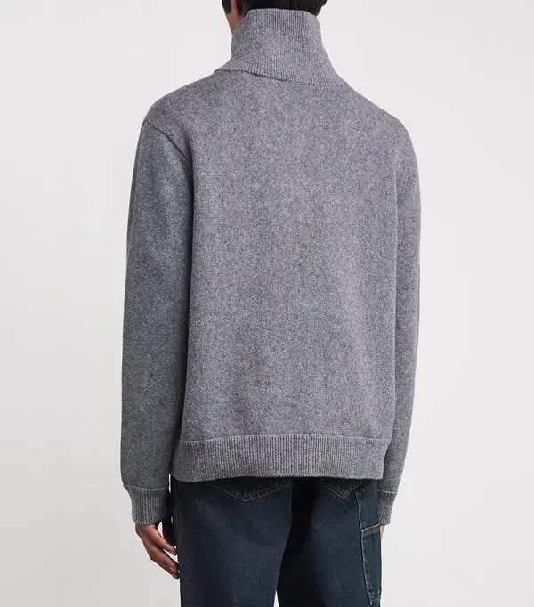 FRAME Wool-cotton Half-zip Pullover - Grey