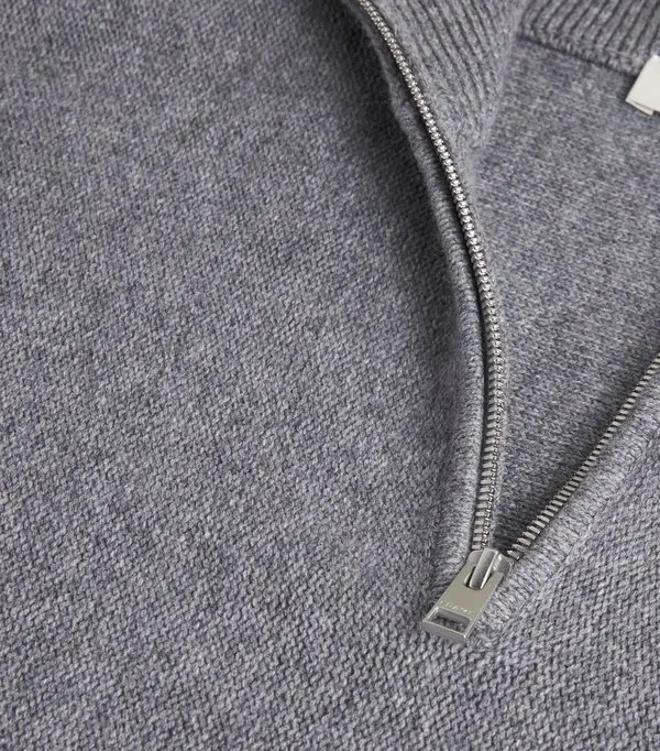 FRAME Wool-cotton Half-zip Pullover - Grey