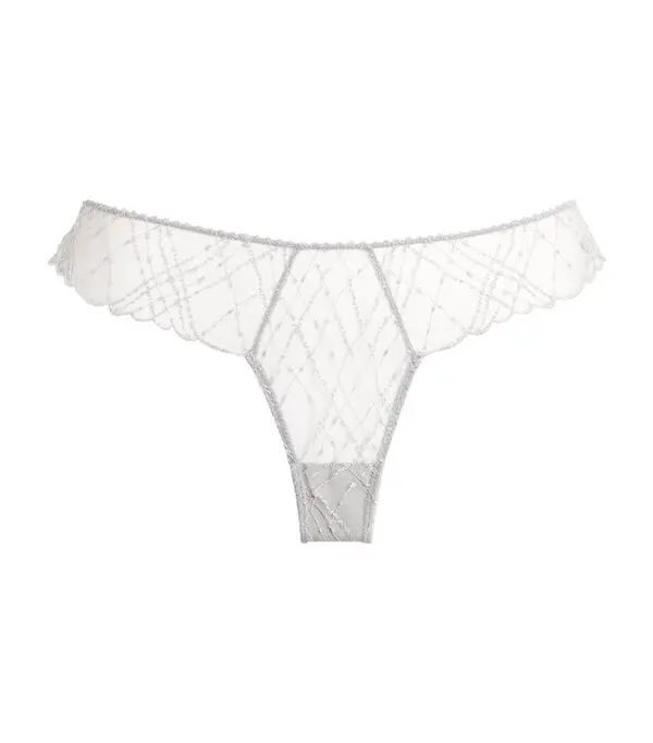 Kiki De Montparnasse Embroidered Cheeky Briefs - Silver