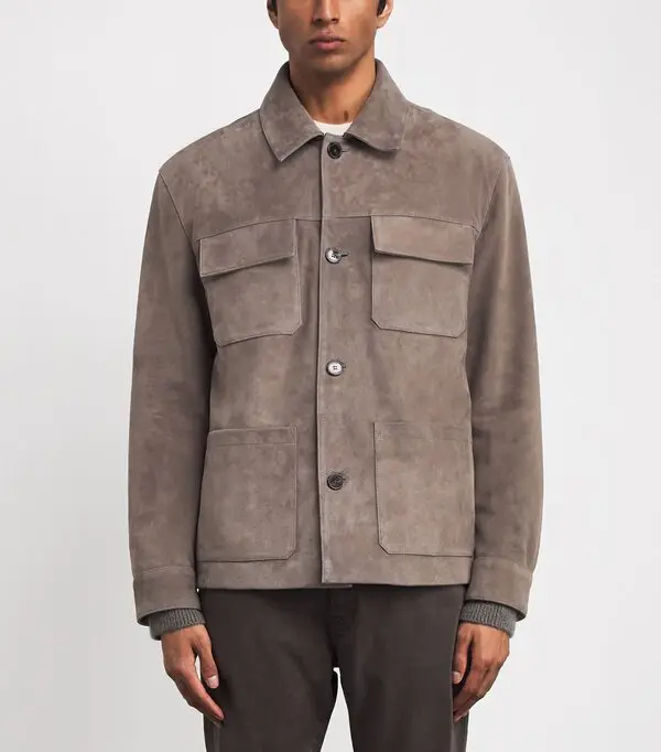 FRAME Suede Overshirt - Brown