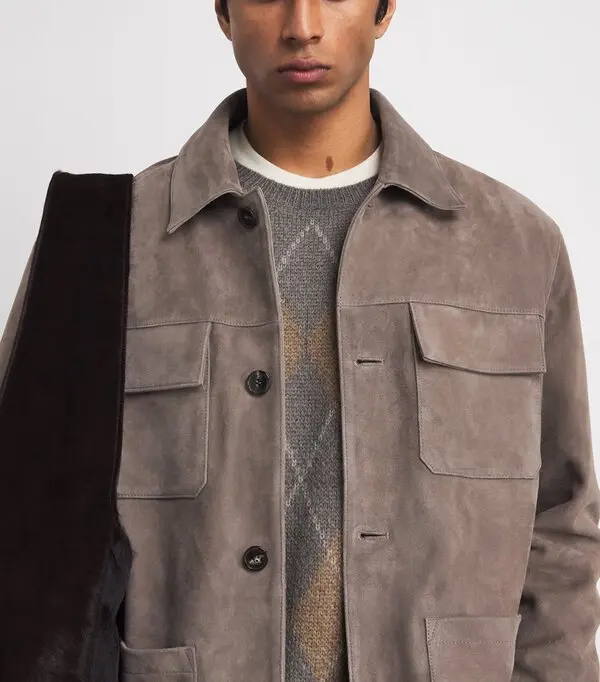FRAME Suede Overshirt - Brown