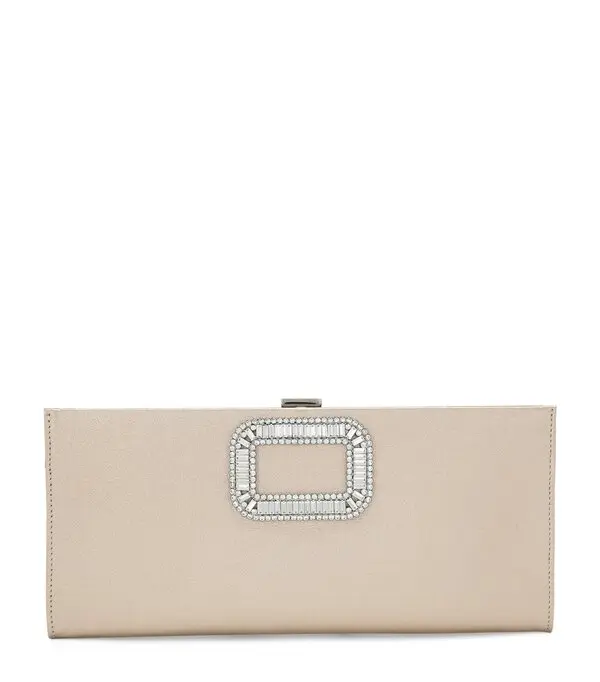 ROGER VIVIER Leather Pilgrim Clutch - Nude