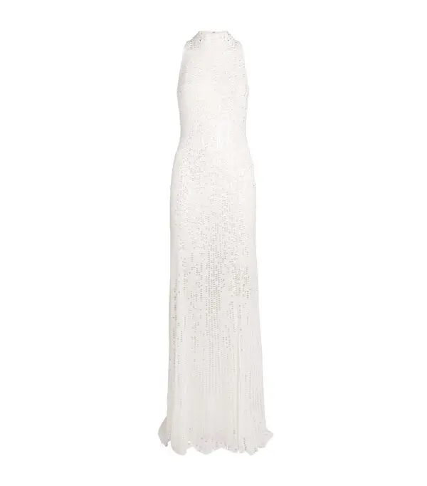 Jenny Packham Silk Sequinned Benue Gown - White