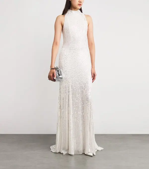 Jenny Packham Silk Sequinned Benue Gown - White