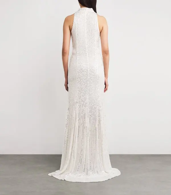 Jenny Packham Silk Sequinned Benue Gown - White