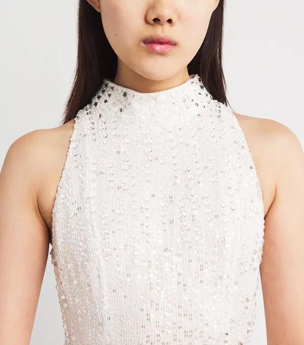 Jenny Packham Silk Sequinned Benue Gown - White
