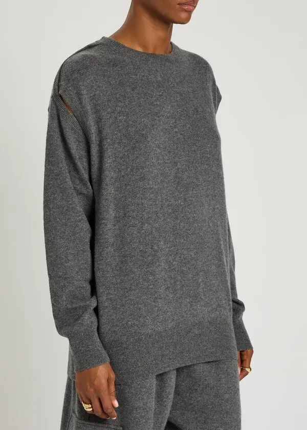 LISA YANG Othelia Cardigan-effect Cashmere Jumper - Grey