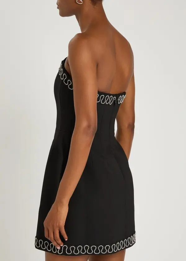 rebecca vallance black mini dress Rebecca Vallance Bellatrix Low-Back Rhinestone Halter Mini Dress, Black, Women's, 10, Cocktail & Party Wedding Guest Dresses Halter Neck Dresses