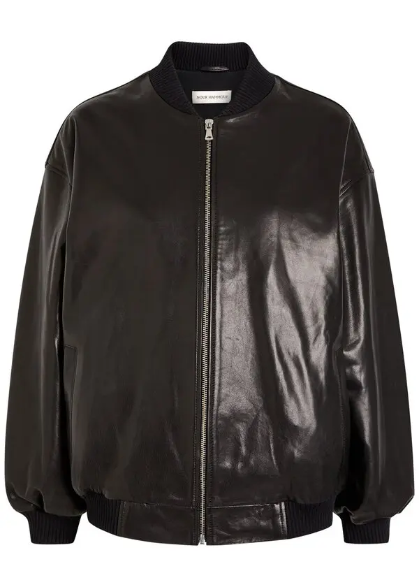 Nour Hammour Marley Leather Bomber Jacket