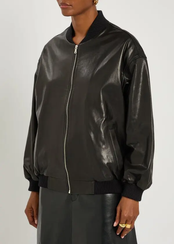 Nour Hammour Marley Leather Bomber Jacket
