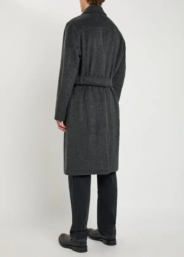 Oliver Peoples Belted Wool-blend Coat - Charcoal
