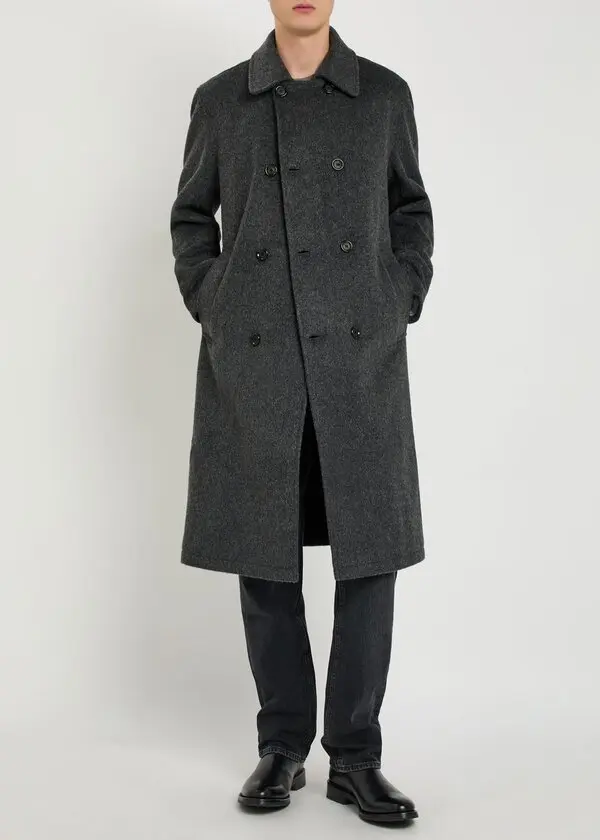 Oliver Peoples Belted Wool-blend Coat - Charcoal