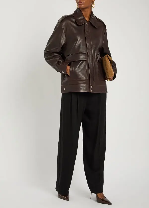 Nour Hammour Drey Leather Jacket - Dark Brown
