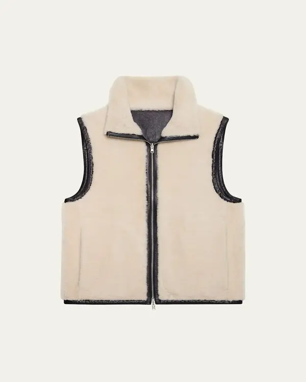 Helmut Lang Reversible Shearling Vest - Cremello/b