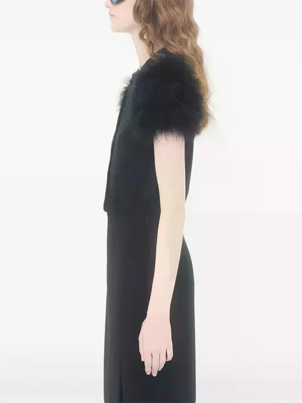 Valentino Garavani Feather Trim Knit Cardigan