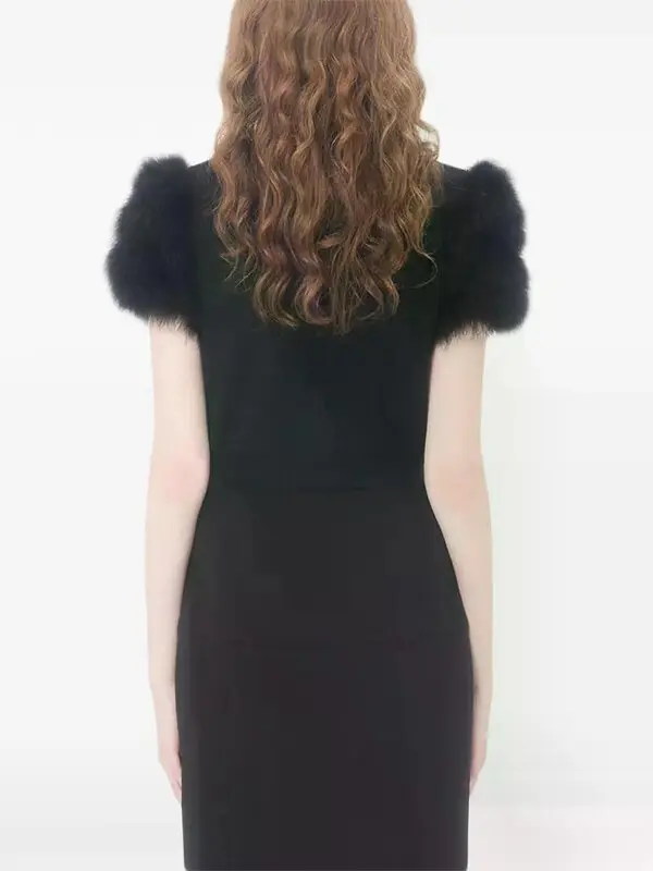 Valentino Garavani Feather Trim Knit Cardigan