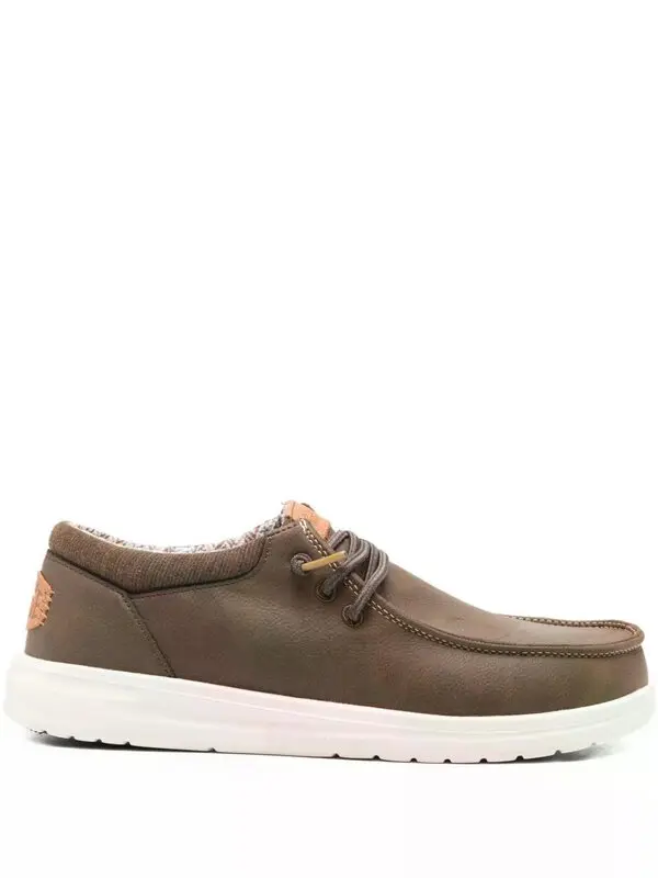 HEY DUDE Classic Lace-up Leather Loafers - Brown