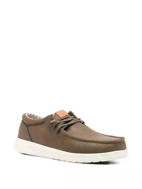 HEY DUDE Classic Lace-up Leather Loafers - Brown