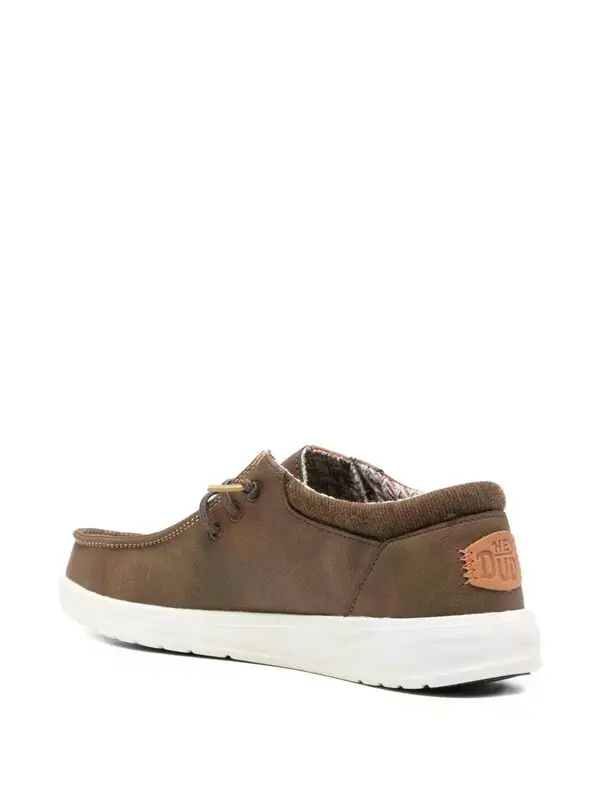 HEY DUDE Classic Lace-up Leather Loafers - Brown