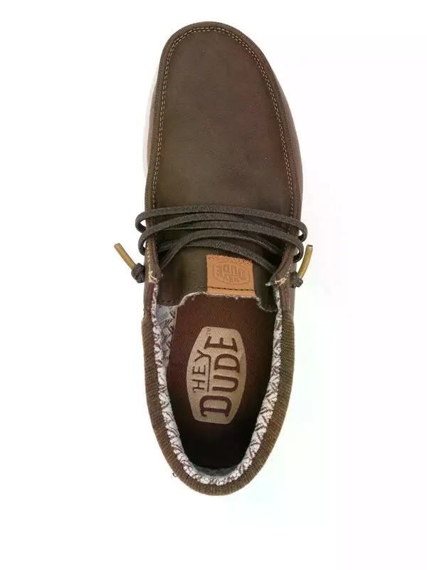 HEY DUDE Classic Lace-up Leather Loafers - Brown