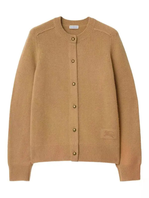 Burberry Cashmere Cardigan With Equestrian Knight Detail - Neutrals