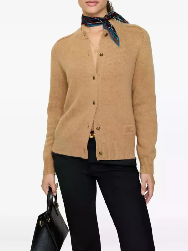 Burberry Cashmere Cardigan With Equestrian Knight Detail - Neutrals