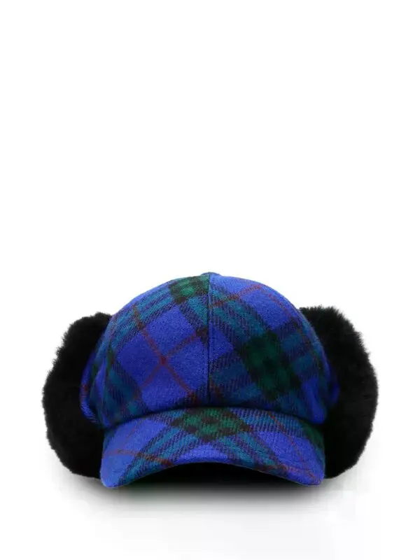 Burberry Check Wool Baseball Cap - Blue