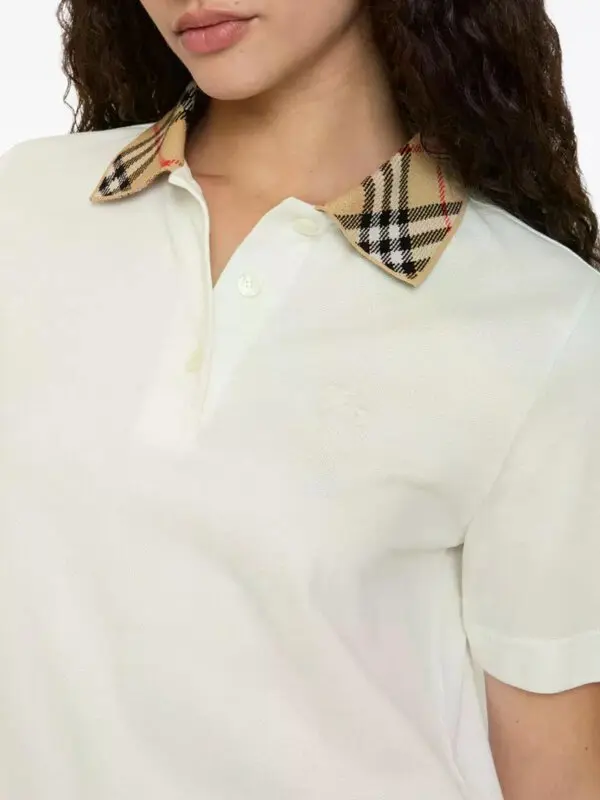 Burberry Check Collar Polo Shirt - Neutrals