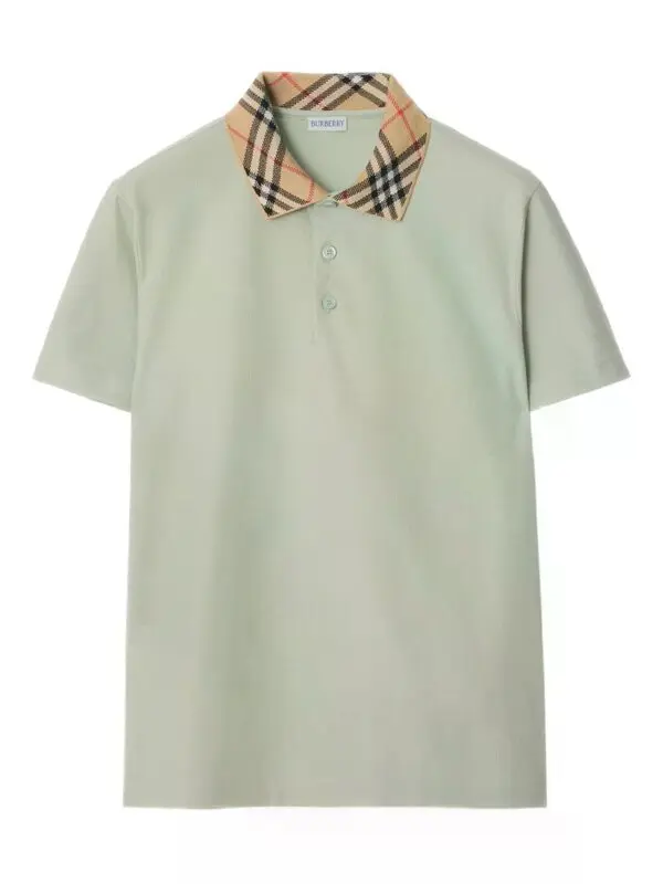 Burberry Check-collar Cotton Polo Shirt - Green