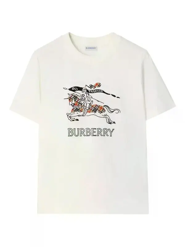 Burberry Equestrian Knight Cotton T-shirt - White