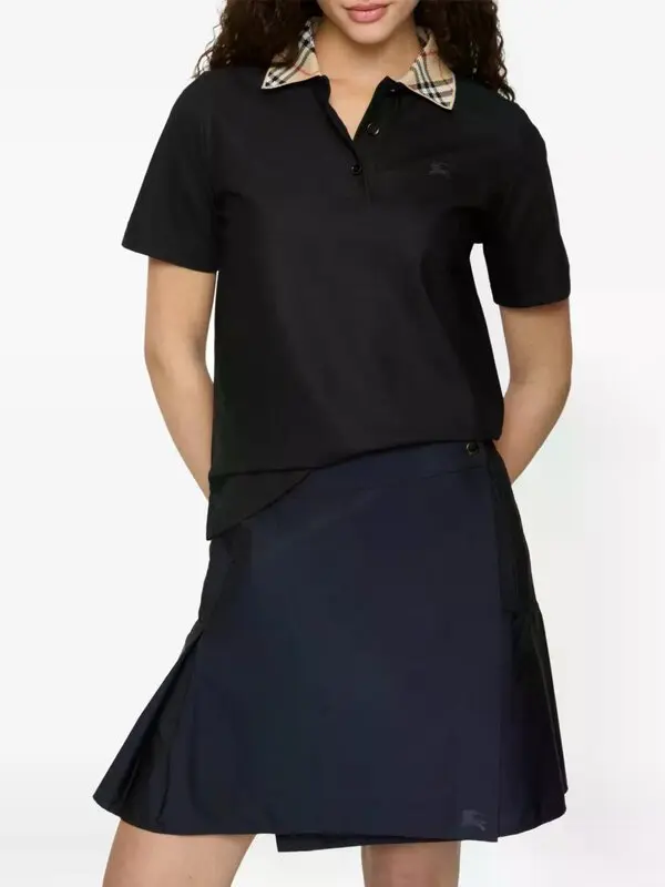 Burberry Checked-collar Cotton Polo - Black