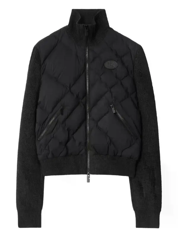 Burberry Quilted Puffer Jacket With Wool-blend Details - Black