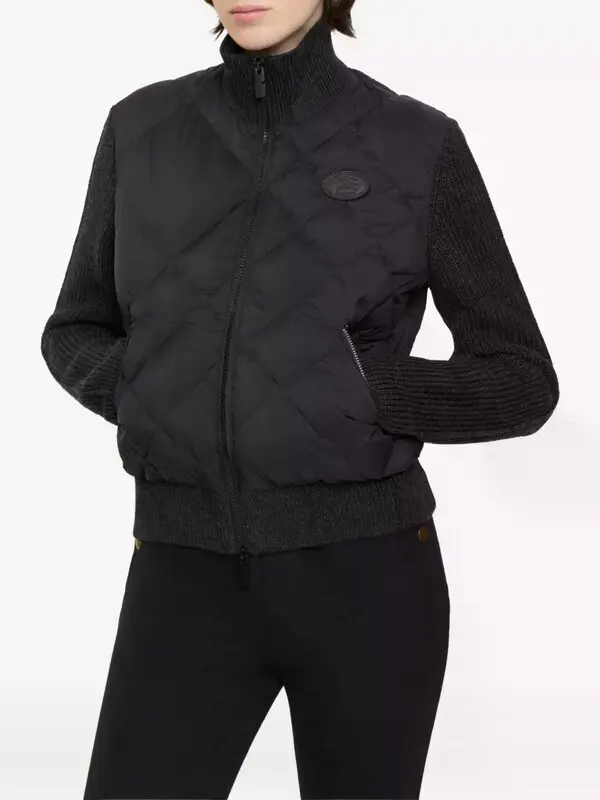 Burberry Quilted Puffer Jacket With Wool-blend Details - Black