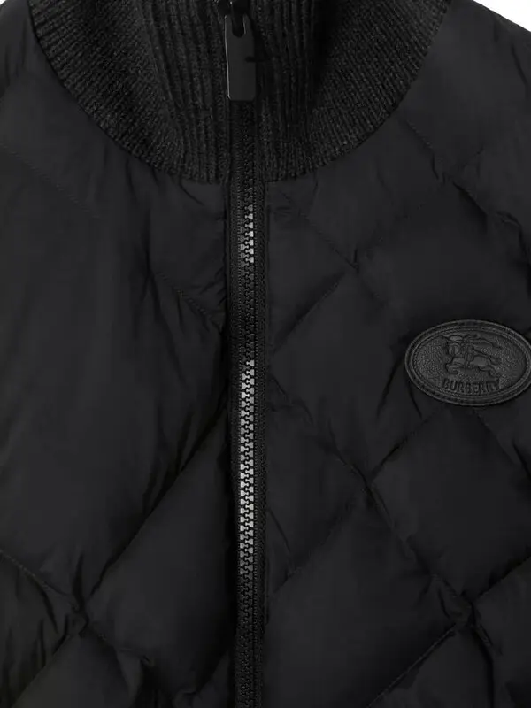 Burberry Quilted Puffer Jacket With Wool-blend Details - Black
