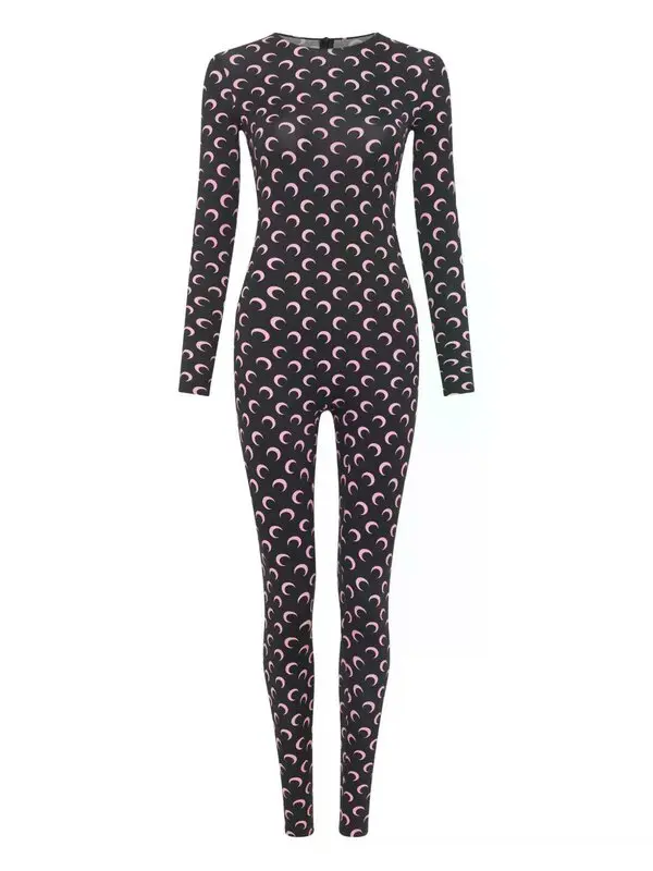 MARINE SERRE Moon-print Jersey Jumpsuit - Black