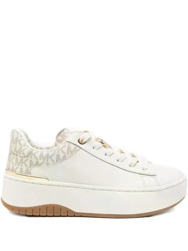Michael Kors Dottie Leather And Signature Logo Trainers