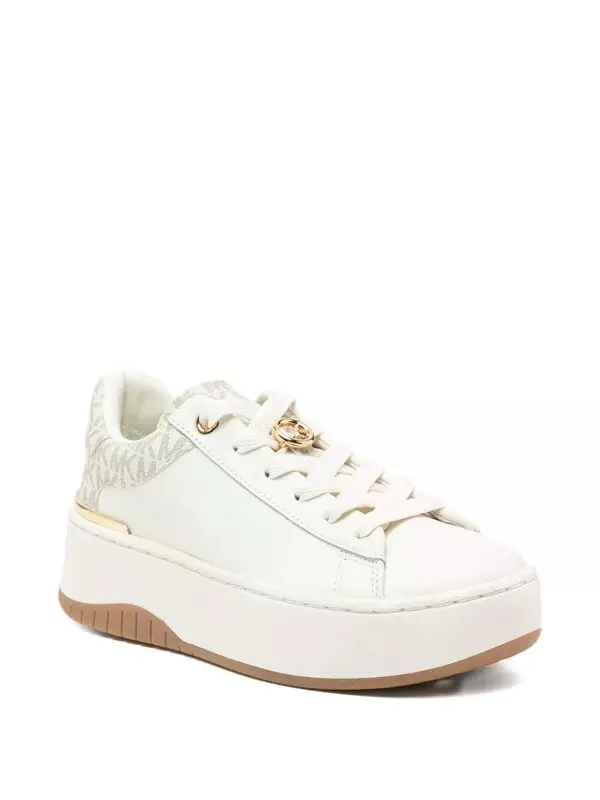 Michael Kors Dottie Leather And Signature Logo Trainers