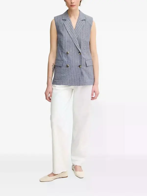 BENETTON Striped Double-breasted Waistcoat - Grey