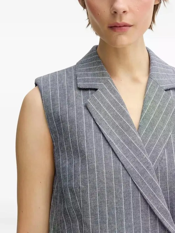BENETTON Striped Double-breasted Waistcoat - Grey