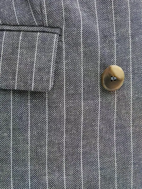 BENETTON Striped Double-breasted Waistcoat - Grey