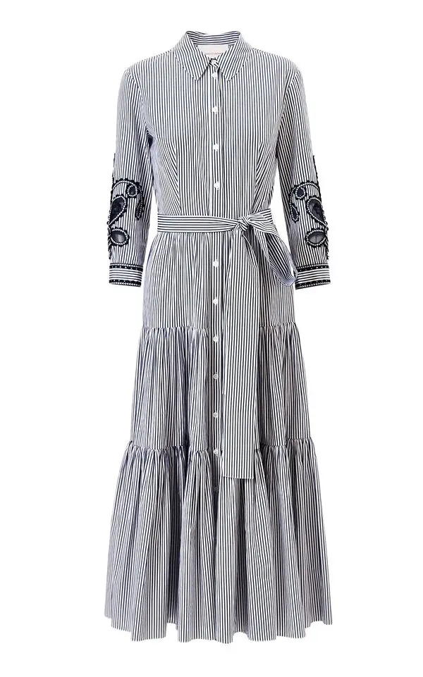 Carolina Herrera Striped Cotton Shirt Dress With Embroidery - Stripe