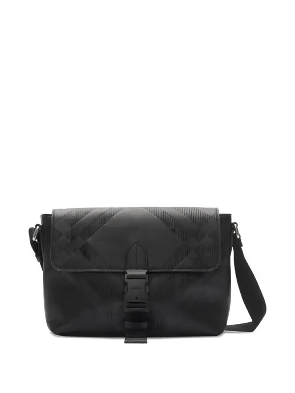 Burberry Check Embossed Buckled Messenger Bag