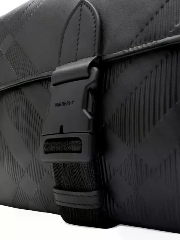 Burberry Check Embossed Buckled Messenger Bag
